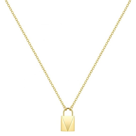 Jewelry | New 18k Gold Stainless Steel Lock Choker Necklace | Poshmark